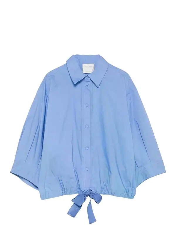 FORTE_FORTE Cotton Poplin Bow Shirt - Blue