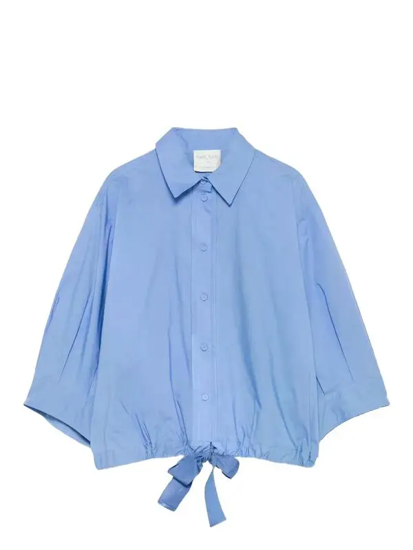FORTE_FORTE Cotton Poplin Bow Shirt - Blue