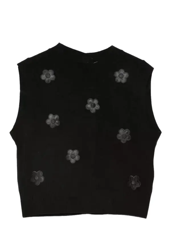 Cecilie Bahnsen Floral Appliqué Vest - Black