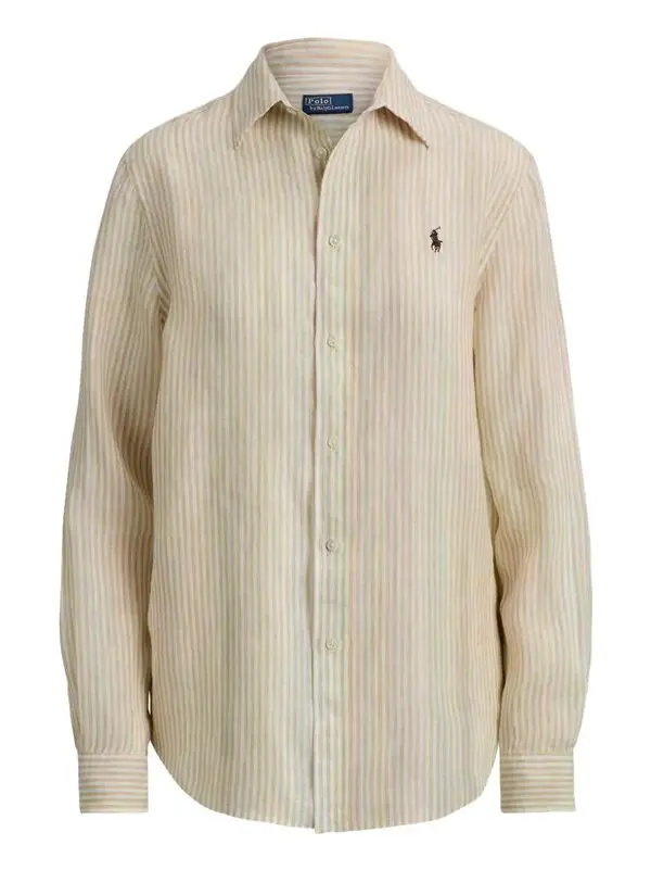 Polo Ralph Lauren Classic Fit Striped Linen Shirt - Neutrals