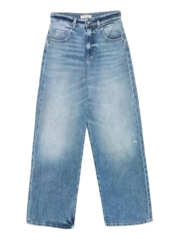 ICON DENIM LOS ANGELES Poppy Distressed Wide Leg Jeans - Blue