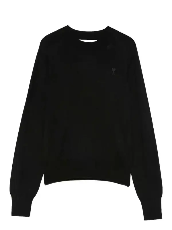 Ami Crewneck Detail Jumper - Black