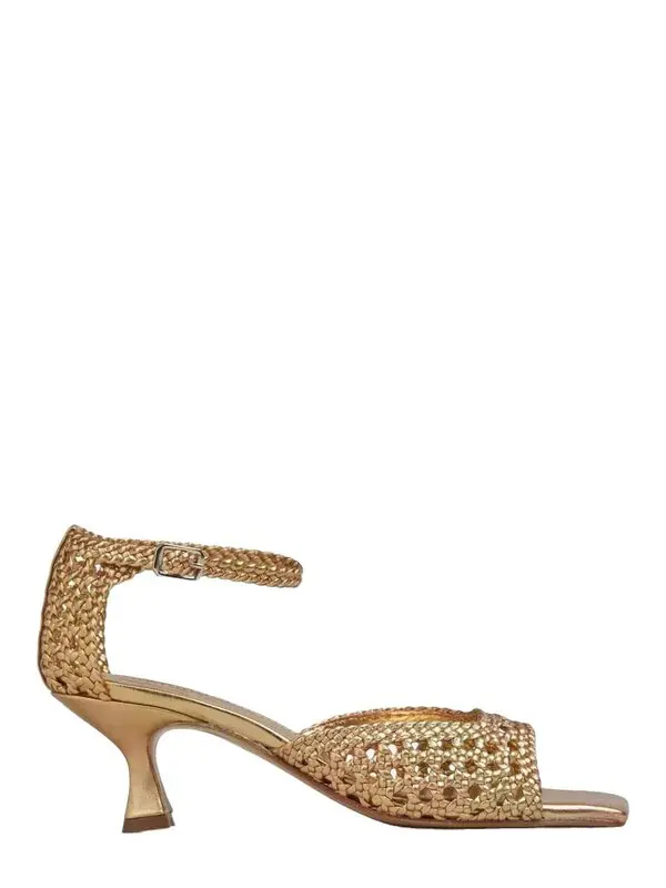 SOULIERS MARTINEZ Woven Leather Sandals - Gold