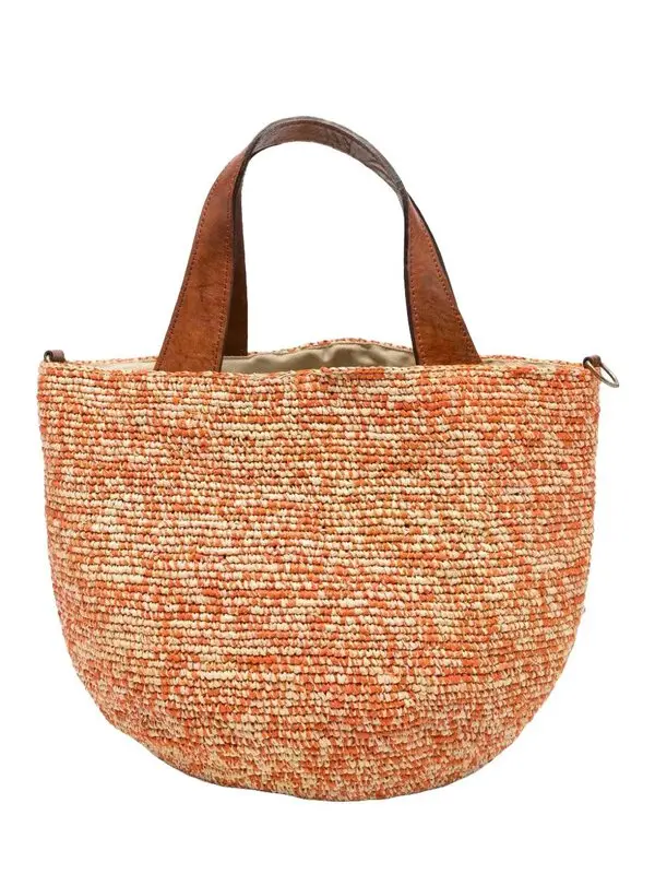 IBELIV Raffia Tote Bag With Top Handles - Orange