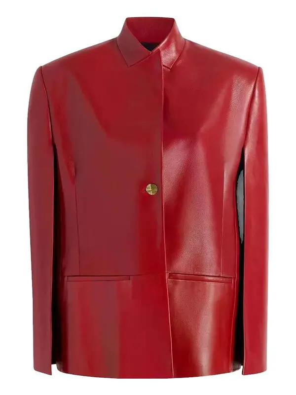 Khaite Dolso Leather Cape Jacket - Red