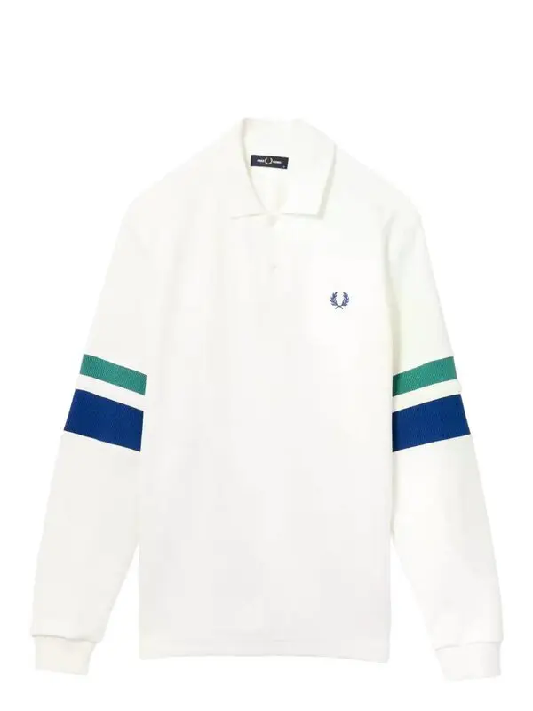 Fred Perry Logo-embroidered Long-sleeve Polo Shirt - Neutrals