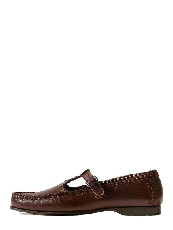 Hereu Alcover Braided T-bar Loafers - Brown