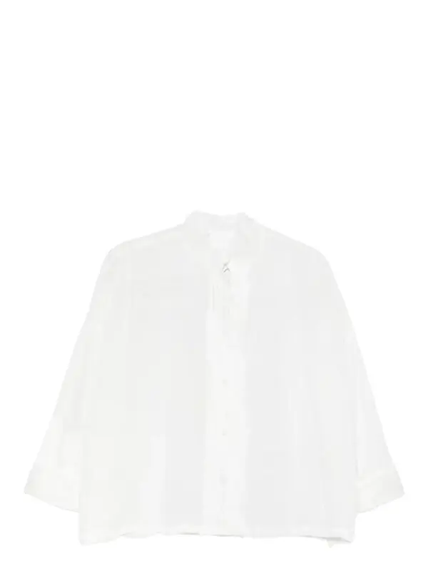 RICORRROBE Button Mandarin Collar Top - White