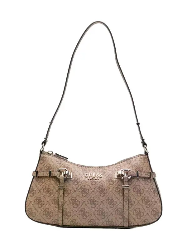 Guess Leona Logo-patterned Shoulder Bag - Neutrals