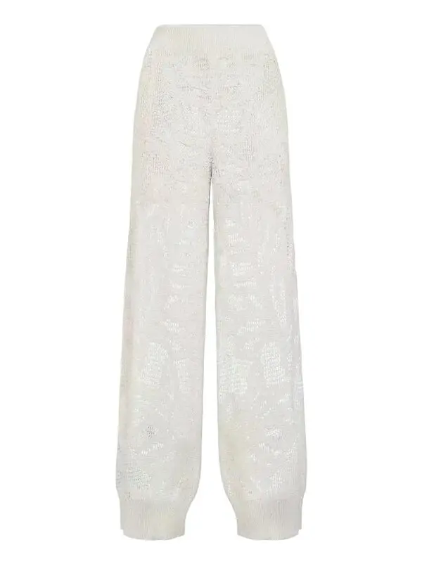 Brunello Cucinelli Linen And Cotton Knit Track Trousers - White
