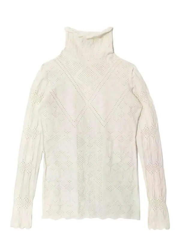 Beautiful People Lace Turtleneck Top - Neutrals