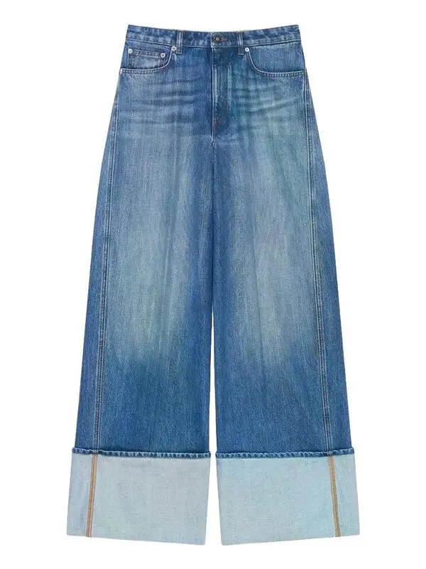 Givenchy Medium Wash Wide Leg Jeans - Blue