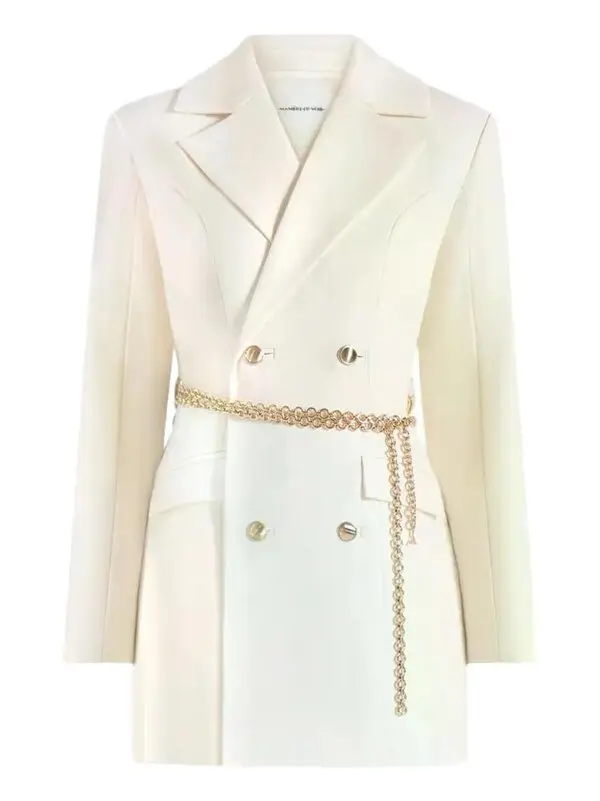 Manière De Voir Double-breasted Blazer Dress With Chain Belt - Neutrals