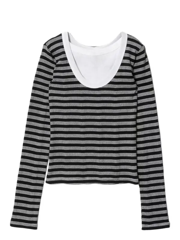 Beautiful People Miller Striped Double-front T-shirt - Black