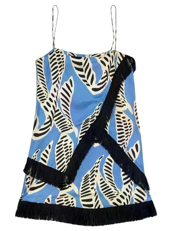 Alexis Print Fringe Mini Dress - Blue