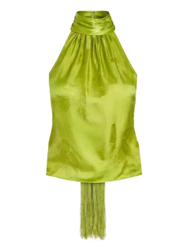 Retrofete Martana Tassel Halter Blouse - Green