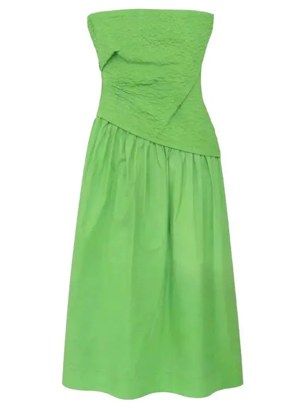Staud Nia Strapless Midi Dress - Green