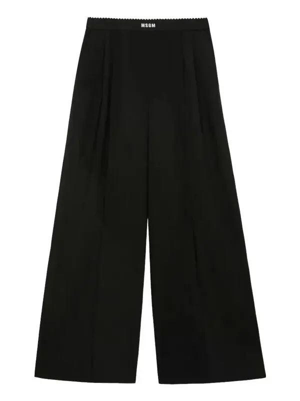 MSGM Logo Waistband Pleated Trousers - Black