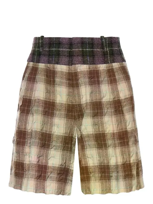 Loewe Panelled Check Shorts - Brown