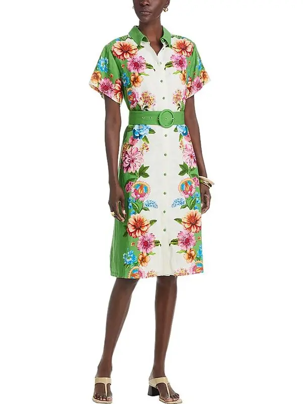 T Tahari Floral Button-down Midi Shirt Dress - Cosmic Garden