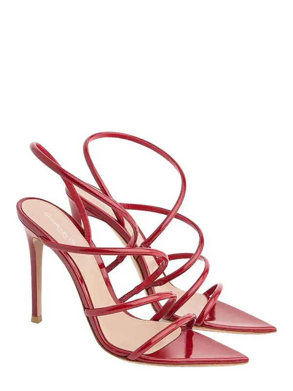 GIANVITO ROSSI Ettie Strappy High Heel Sandals - Red Glossy Nappa Leather
