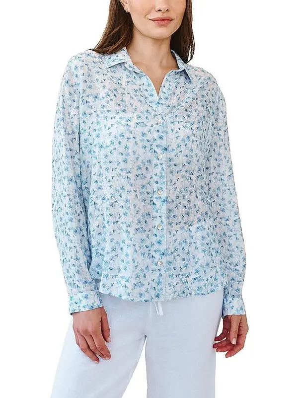 Bella Dahl Classic Button Down Shirt - Blue Ditsy