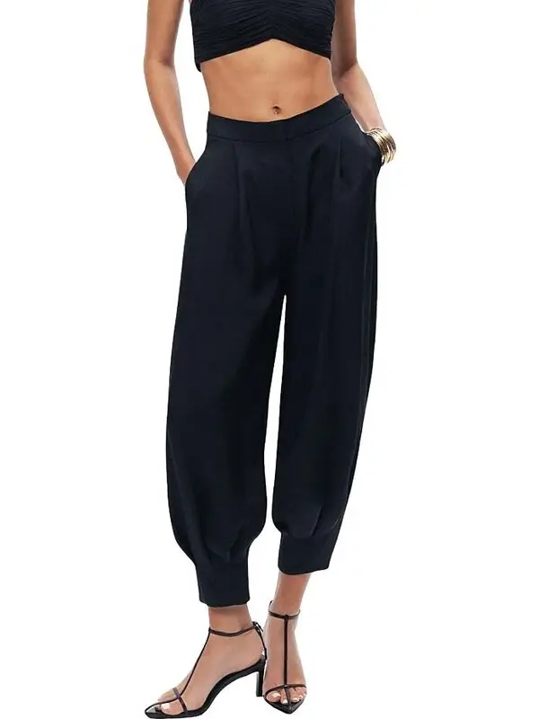 NOCTURNE Fluid Balloon-leg Trousers - Black