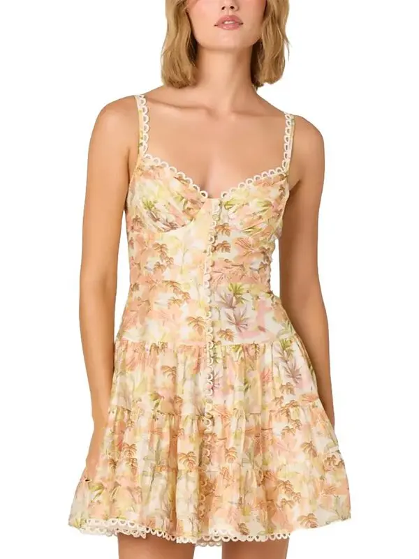 Astr The Label Tazia Mini Dress - Yellow/pink Floral