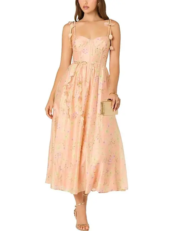 Astr The Label Halcyon Floral Midi Dress - Peach Floral