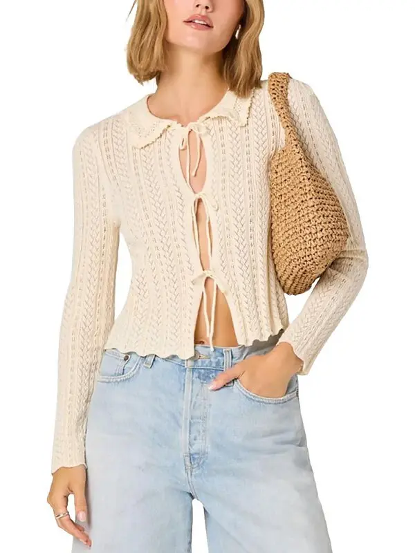 Astr The Label Fannie Cardigan Sweater - Cream
