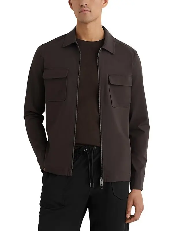 REISS Technical Zip Through Pocket Jacket - Chocolate