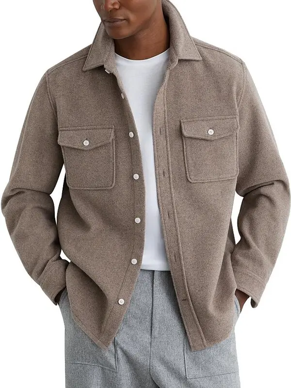 REISS Brushed Twin Pocket Jacket - Oatmeal Melange