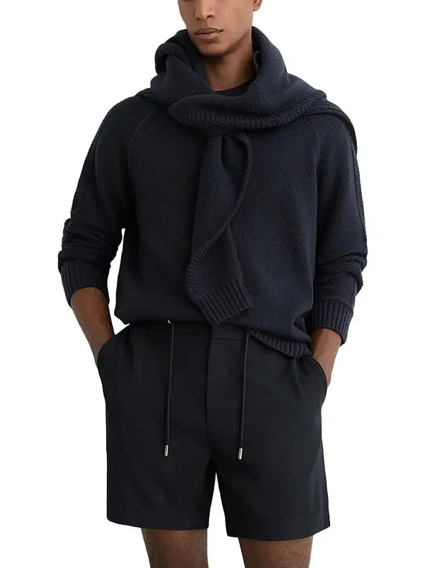 REISS Textured Drawstring Shorts - Navy