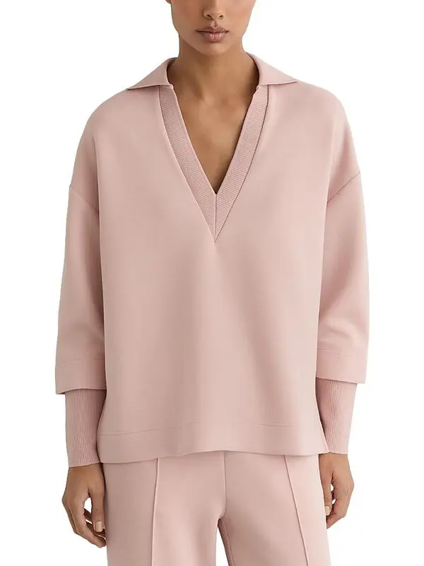 REISS Polo Neck Sweatshirt - Pale Pink