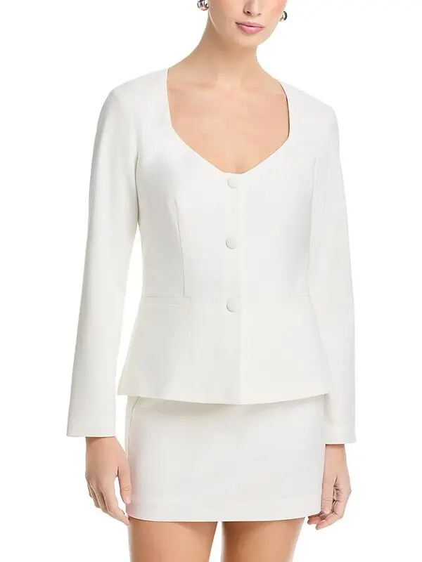Aqua Collarless Jacket - Ivory