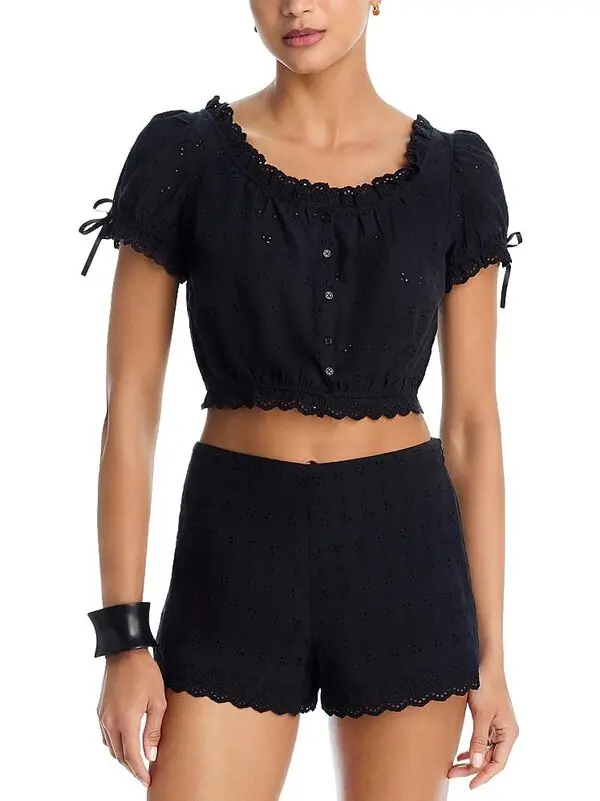 WAYF Lele Short Sleeve Top - Black