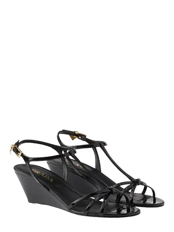 Prada Patent Leather Sandals - Black