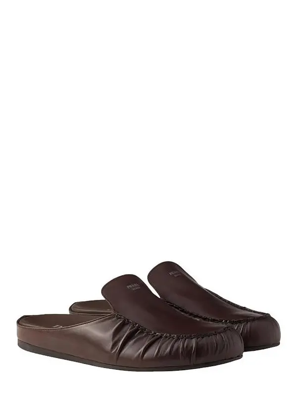 Prada Leather Mules - Brown