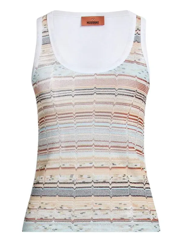 Missoni Metallic Crochet-knit And Jersey Tank - Neutral