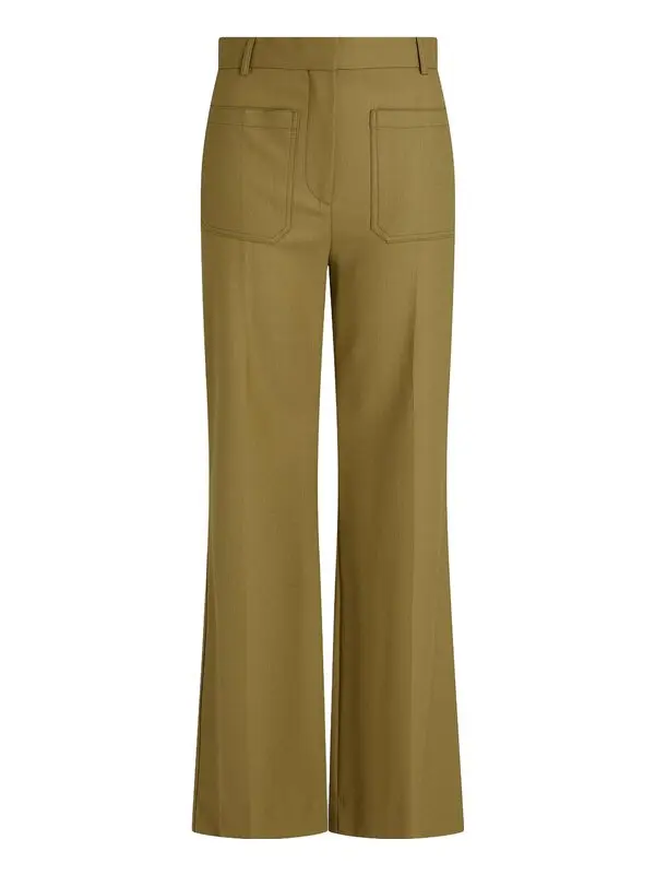 Victoria Beckham Twill Flared Pants - Army Green
