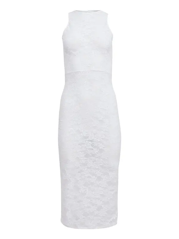 FLEUR DU MAL Le Stretch Lace Racer Tank Dress - Ivory