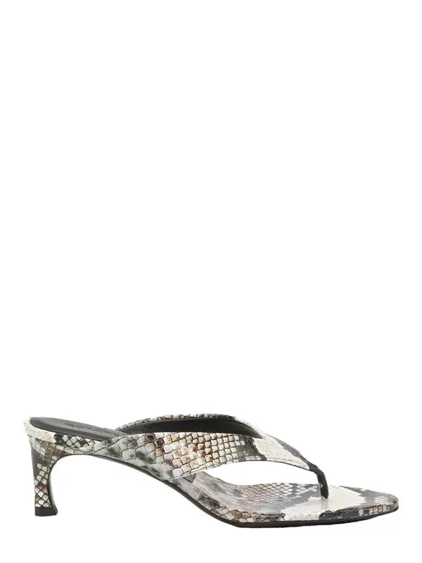ROTATE BY BIRGER CHRISTENSEN Snake-print Leather Mules - Grey