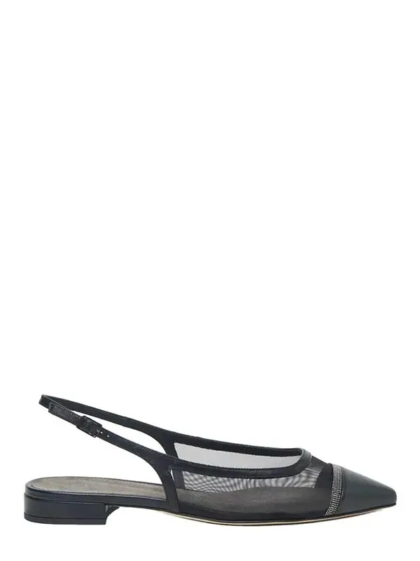 Peserico Pointed-toe Slingback Ballet Flats - Black