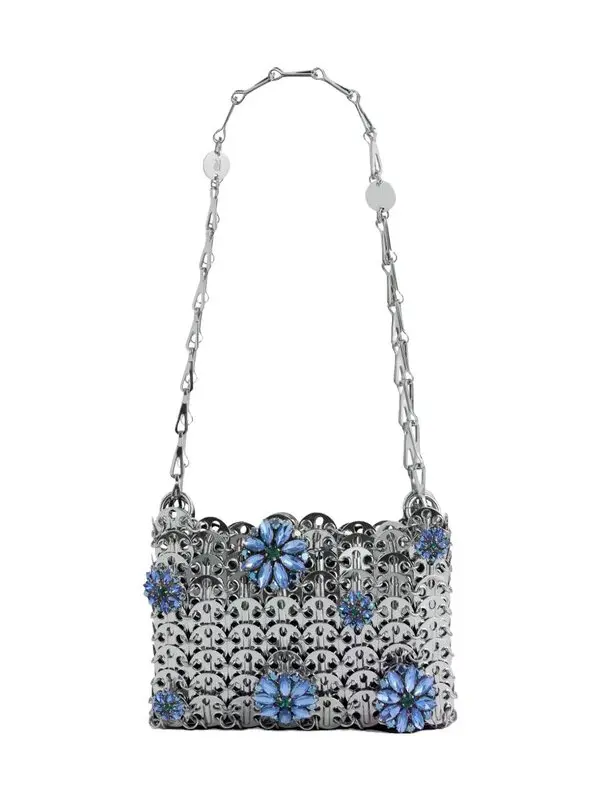 Rabanne Nano 1969 Flower-detail Shoulder Bag - Silver
