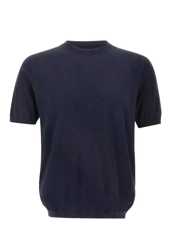 KANGRA Short-sleeve Ribbed Sweater - Blue