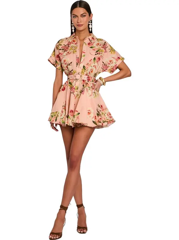 Hemant & Nandita Ayla Belted Mini Dress - Peach
