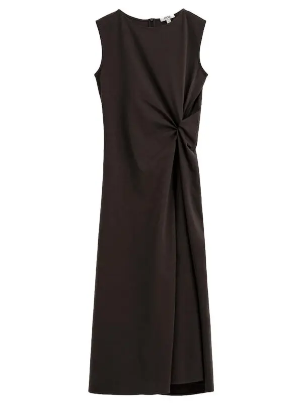 Cos Twist-detail Jersey Midi Dress - Brown