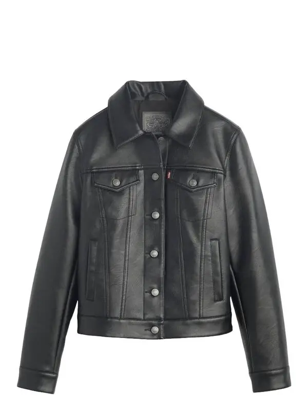 LEVI'S Faux Leather Trucker Jacket - Black Gold