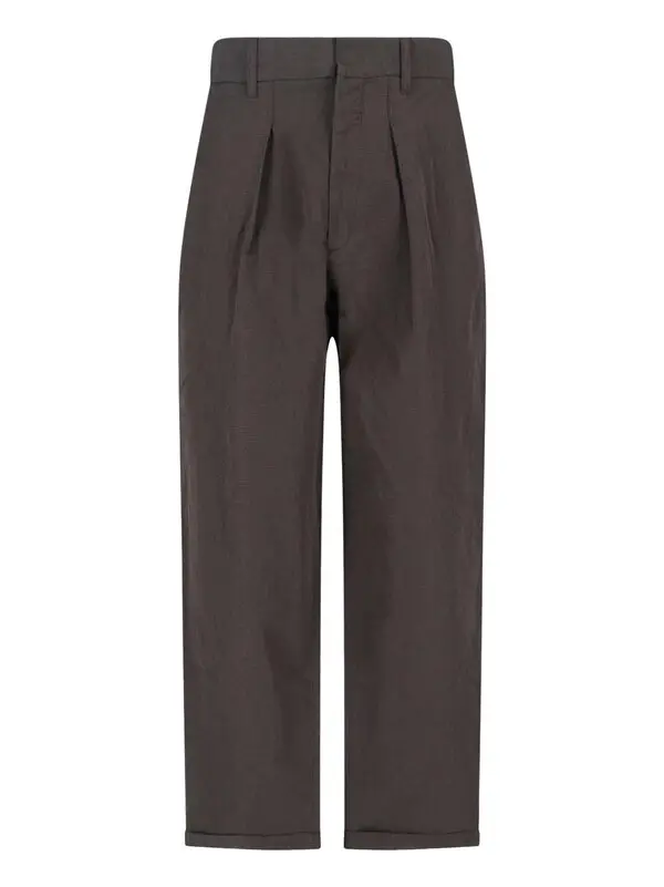 RANRA Cotton And Linen Blend Trousers - Brown