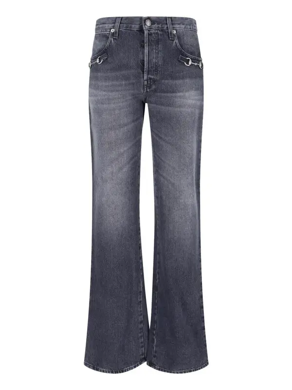 Gucci Bootcut Jeans With Horsebit Detail - Gray